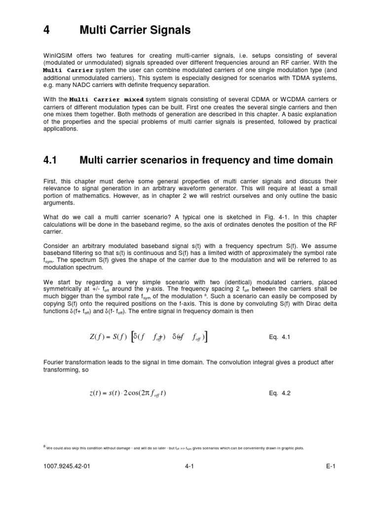 Part 02 B - Multi Carrier Signals With WinIQSIM v0 | PDF | Modulation | Telecommunications ...