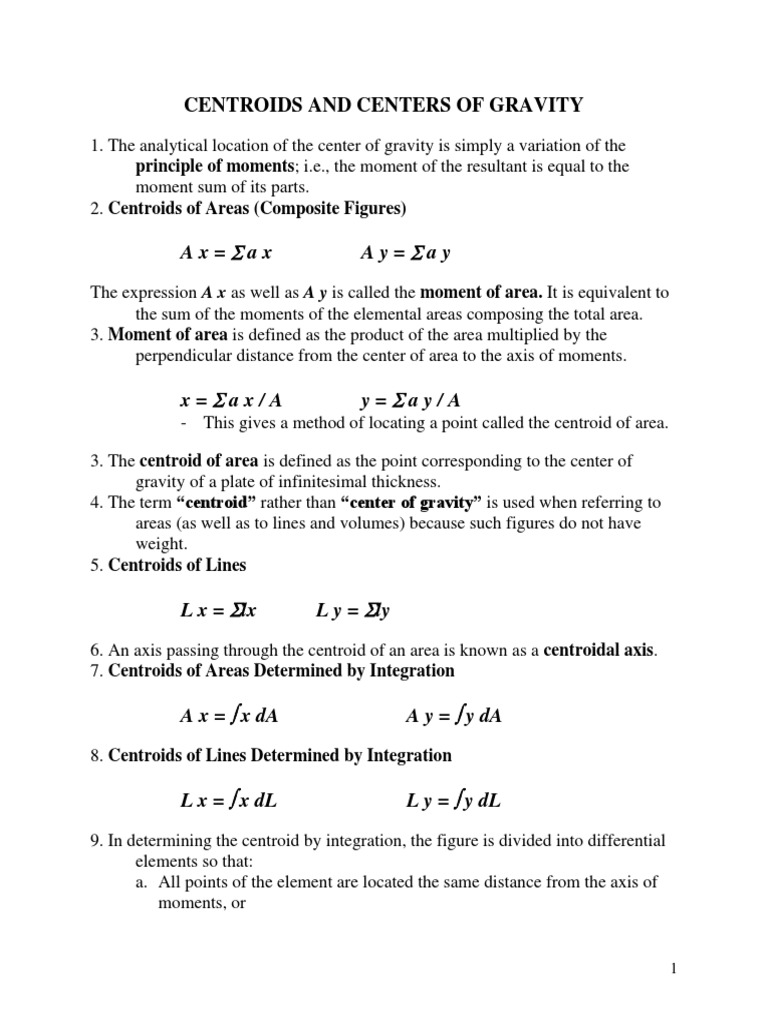 Centroids & Centers of Gravity | PDF | Area | Circle
