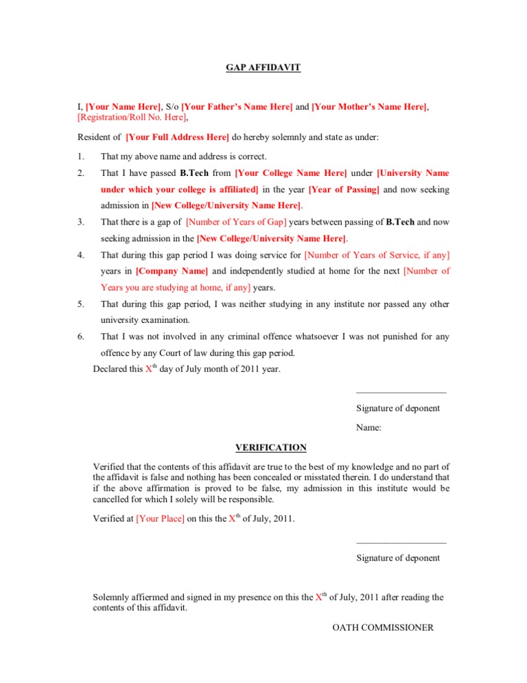Gap Affidavit | PDF