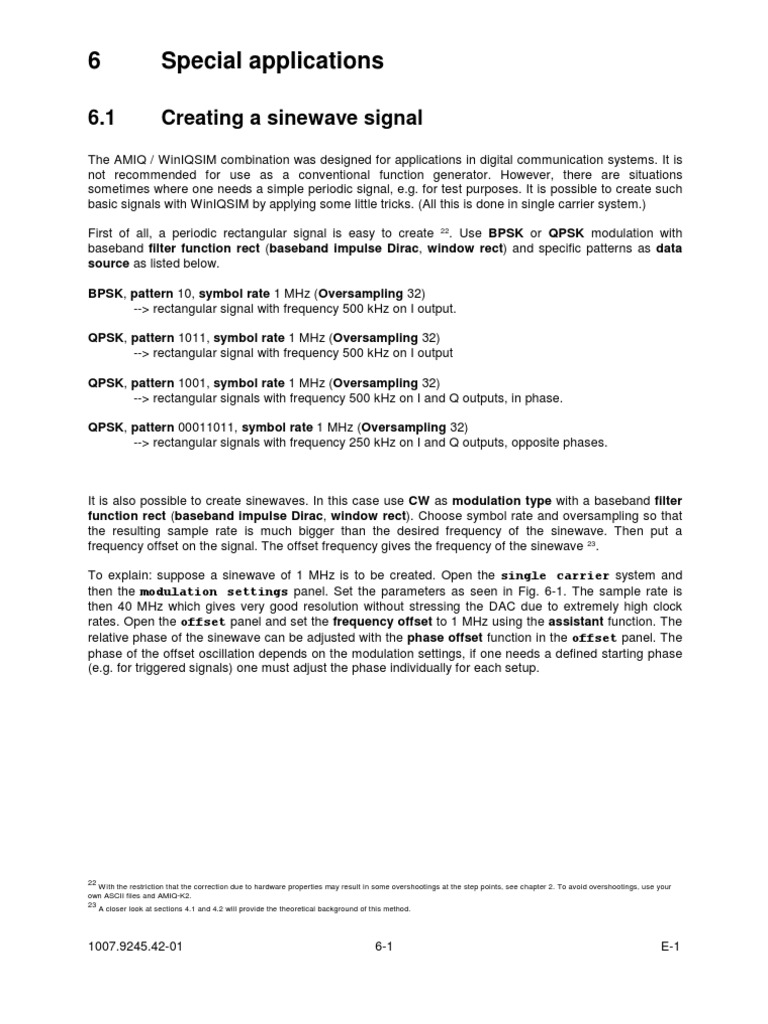 Part 03 B - Special Applications With WinIQSIM and AMIQ v0 | PDF | Modulation | Phase (Waves)