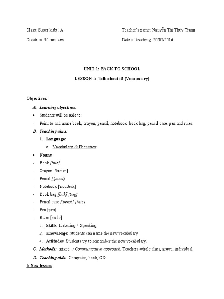 GIÁO ÁN MẪU | PDF | Vocabulary | Cognitive Science