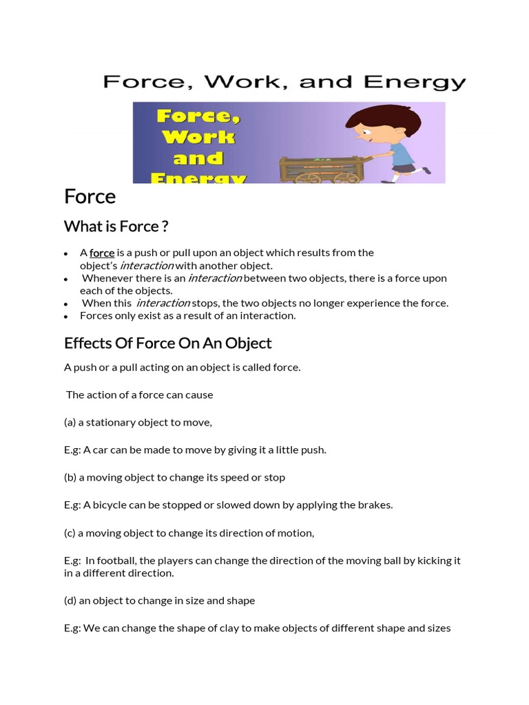 Force Work Energy | PDF | Force | Machines