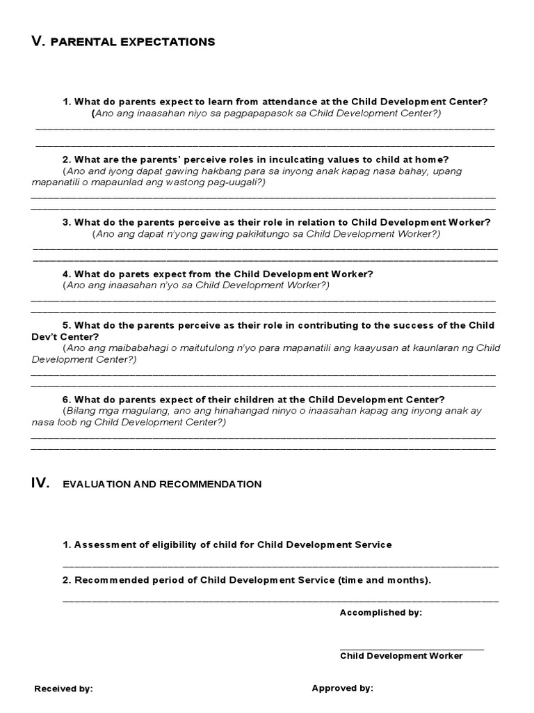 Parental Expectations: Accomplished by | PDF