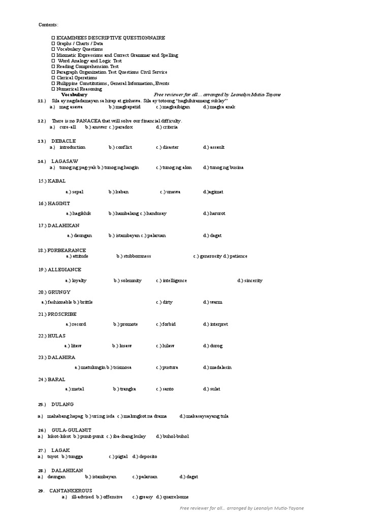 Civil Service Exam Reviewer 2025 | PDF | Lightning | Photocopier