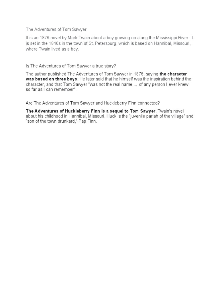 The Adventures of Tom Sawyer | PDF