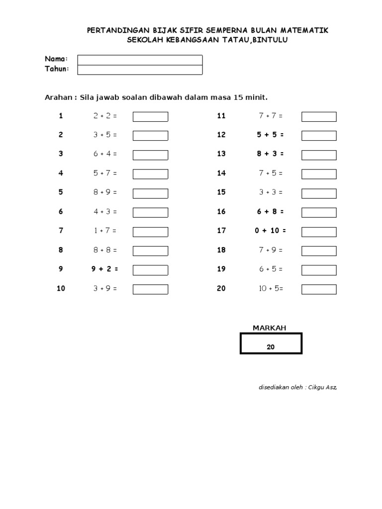 Kuiz Matematik | PDF