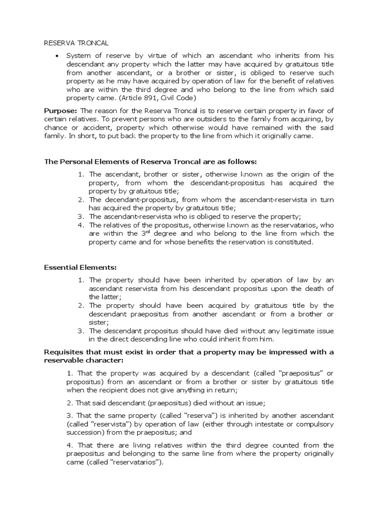 RESERVA TRONCAL | PDF | Property | Justice