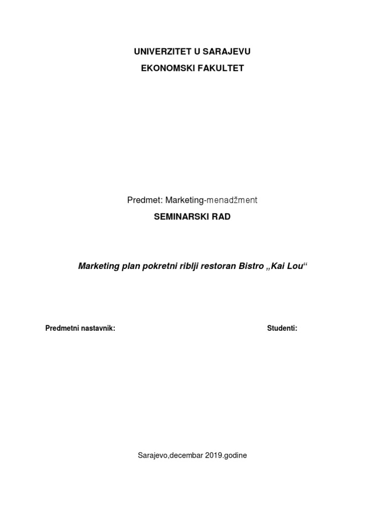 Marketing Plan Bistro Kai Lou-1 | PDF
