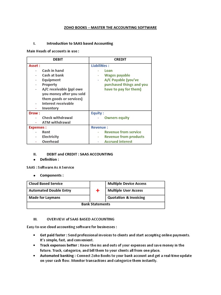 Zoho Books: Mastering Accounting Software | PDF | Debits And Credits ...