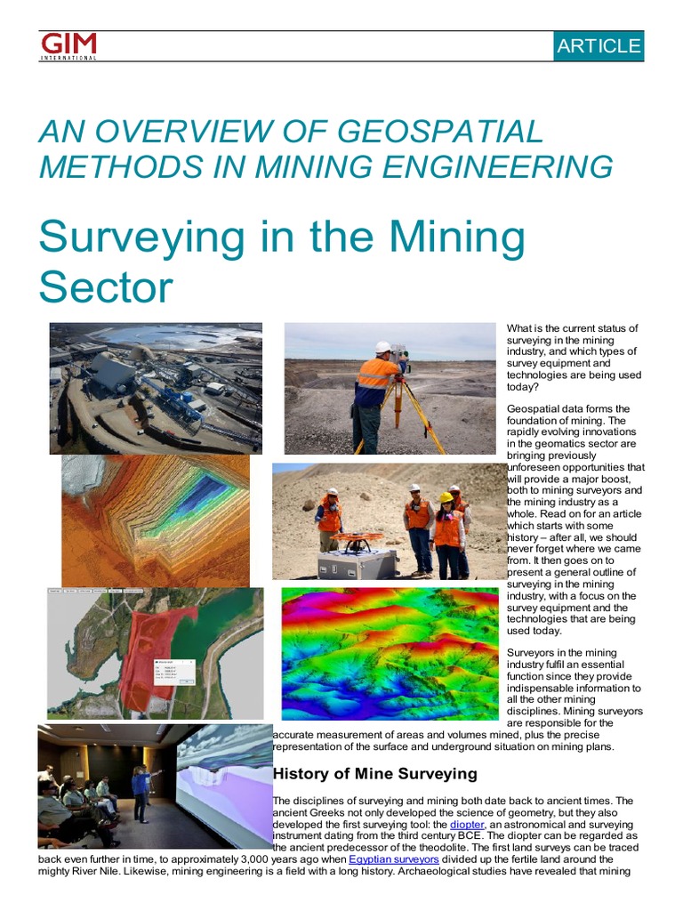 Surveying in The Mining Sector | PDF | Lidar | Surveying