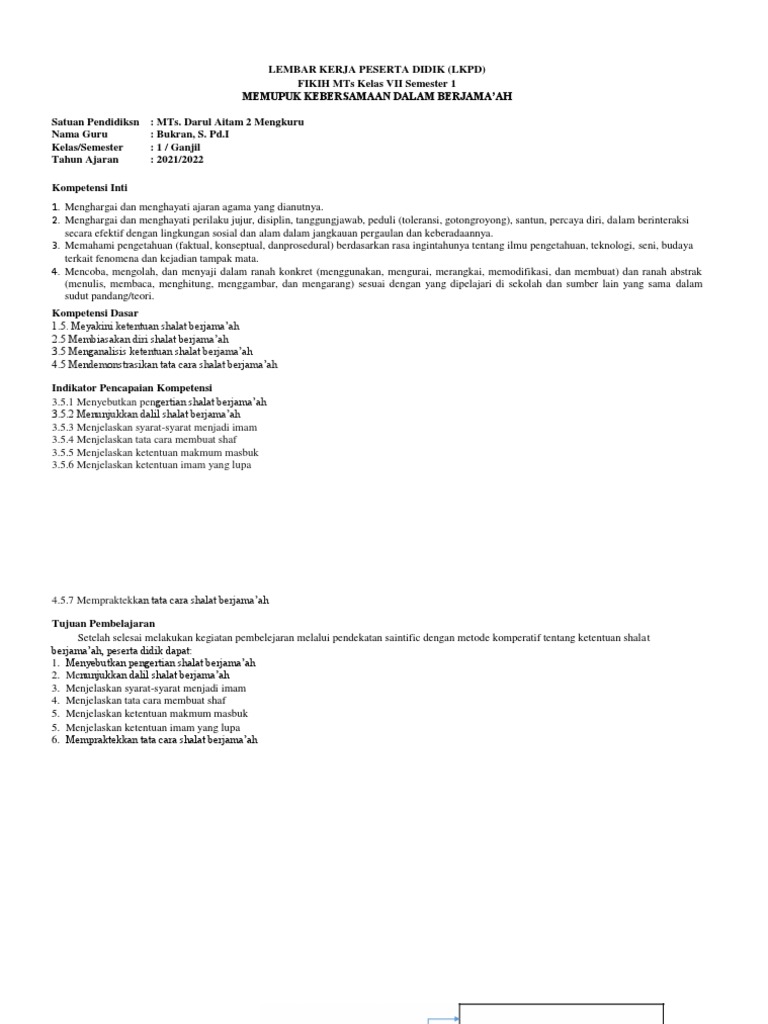 LKPD Pelajaran 3 Fiqih | PDF