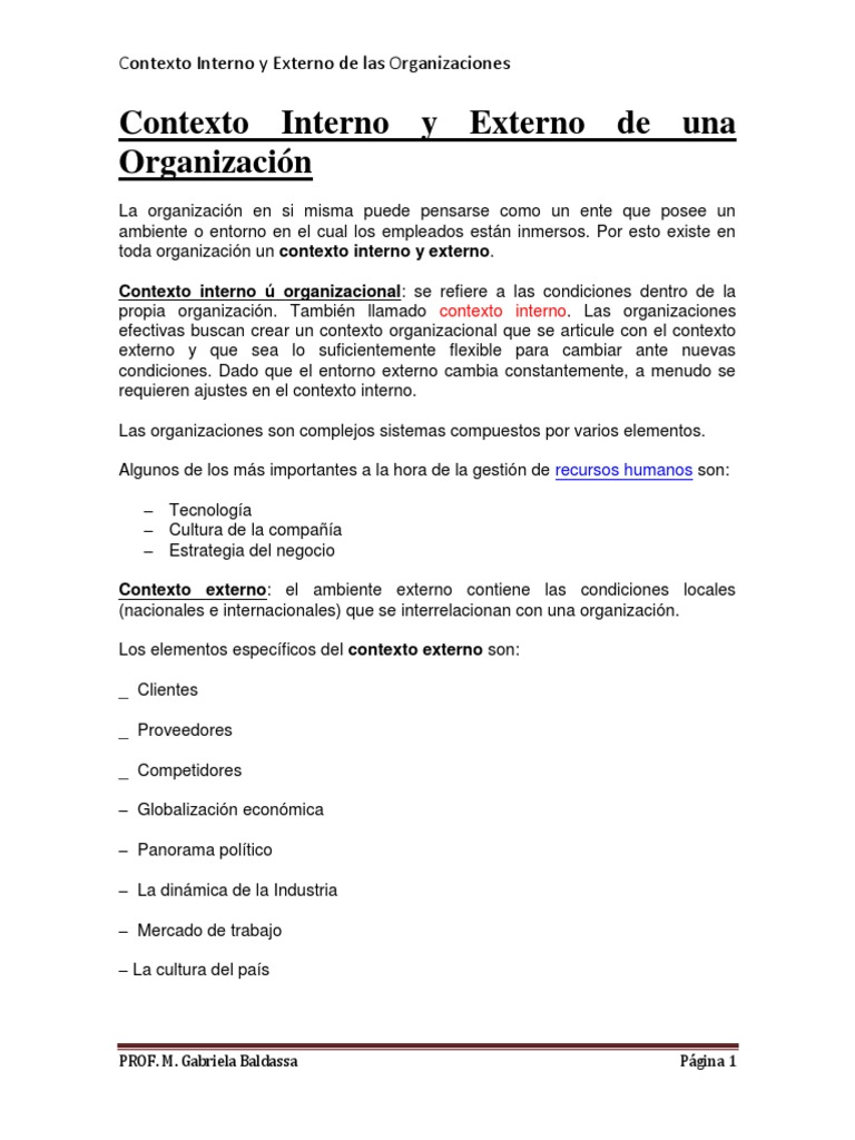 Contexto Interno y Externo de Una Organizacion 1 | PDF