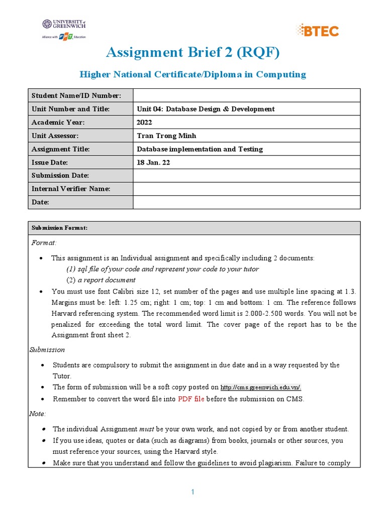 1 - 04-DDD - Assignment 2 Brief | PDF | Databases | Relational Model