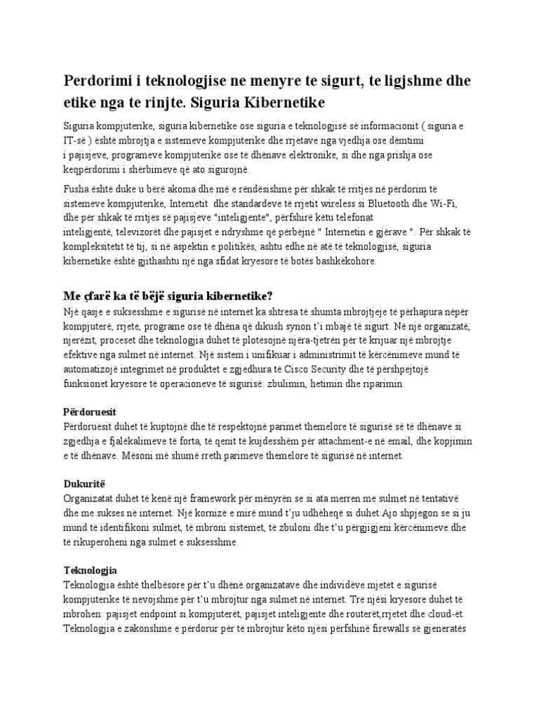 Perdorimi I Teknologjise Ne Menyre Te Sigurt | PDF