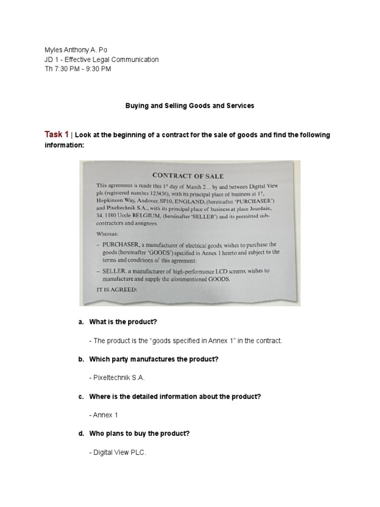 Task On Buying and Selling Goods and Services | PDF