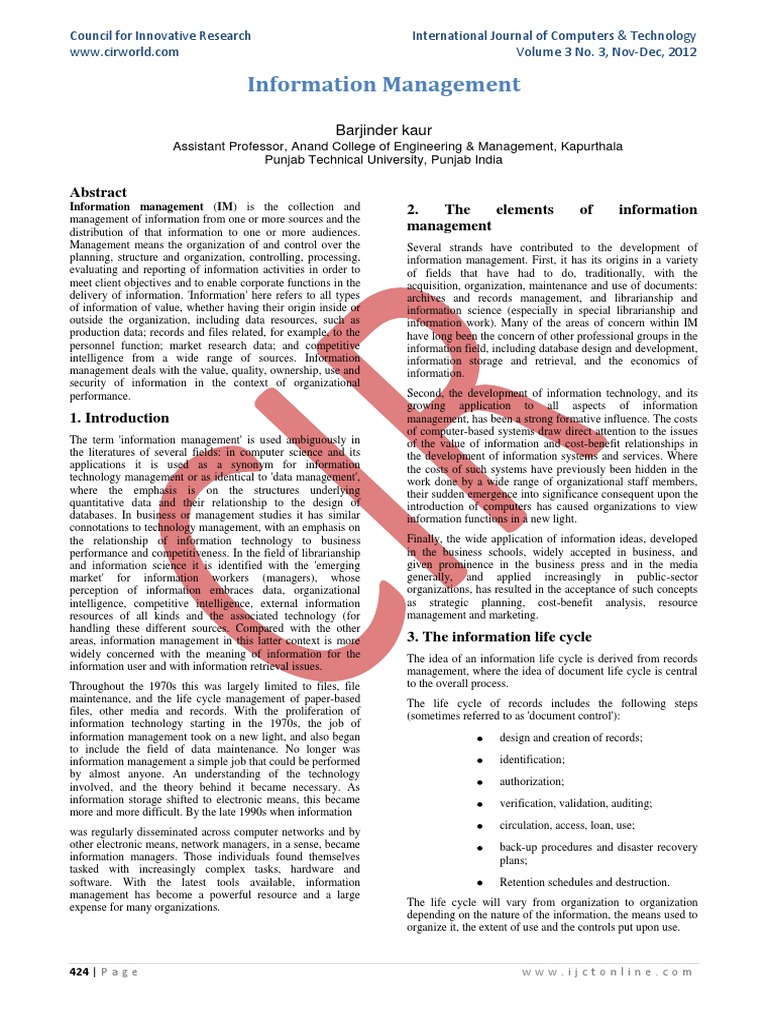 Information Management | PDF | Information | Information Management