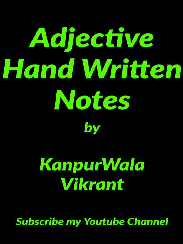 Adjective Notes for English Grammar | PDF | Syntax | Morphology