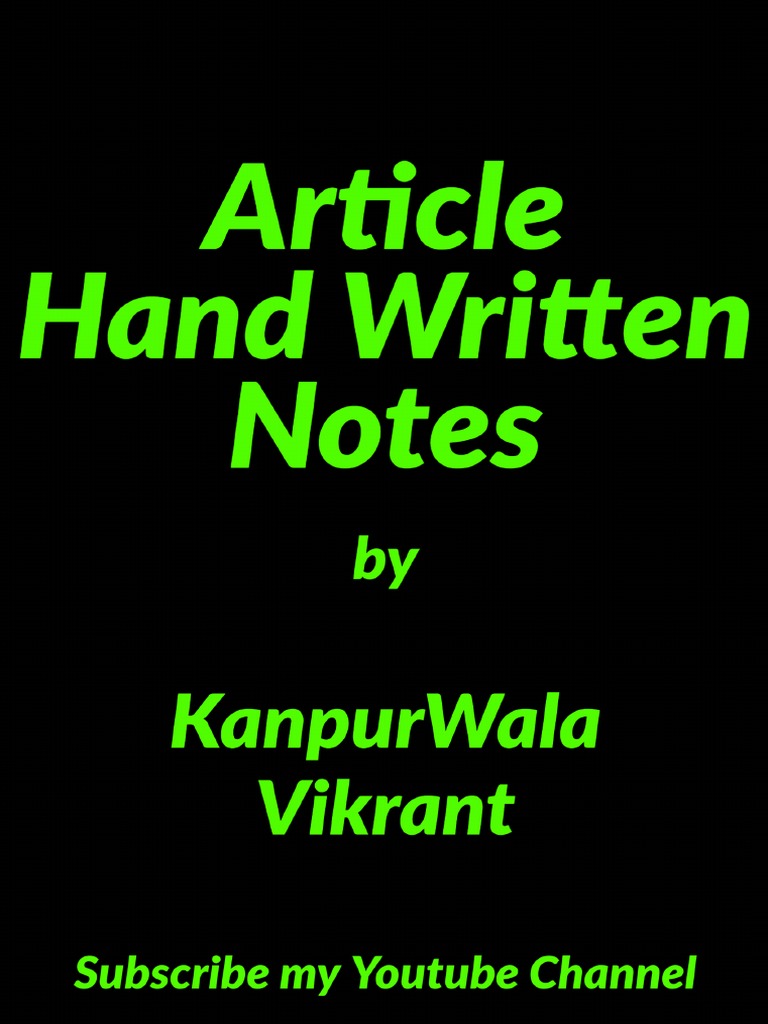 Article Hand Written Notes | PDF
