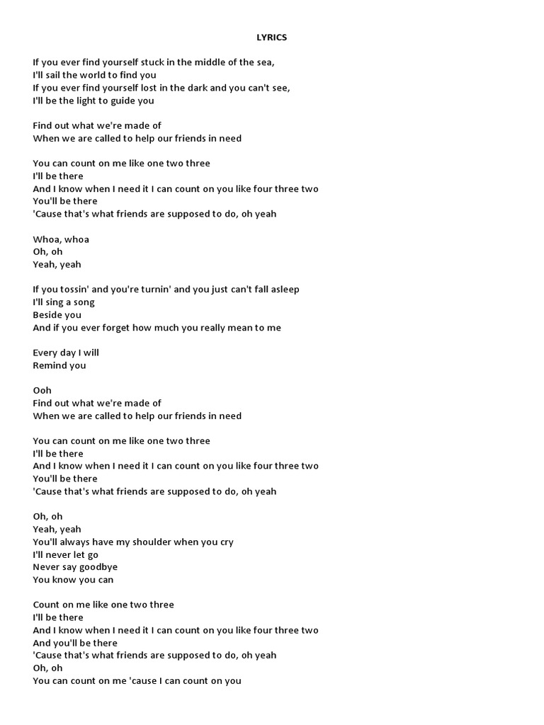 Count on Me Lyrics | PDF | Art
