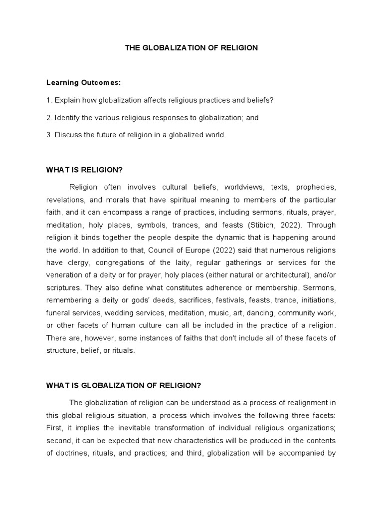 GLOBALIZATION OF RELIGION (Written Report) | PDF | Jews | Faith