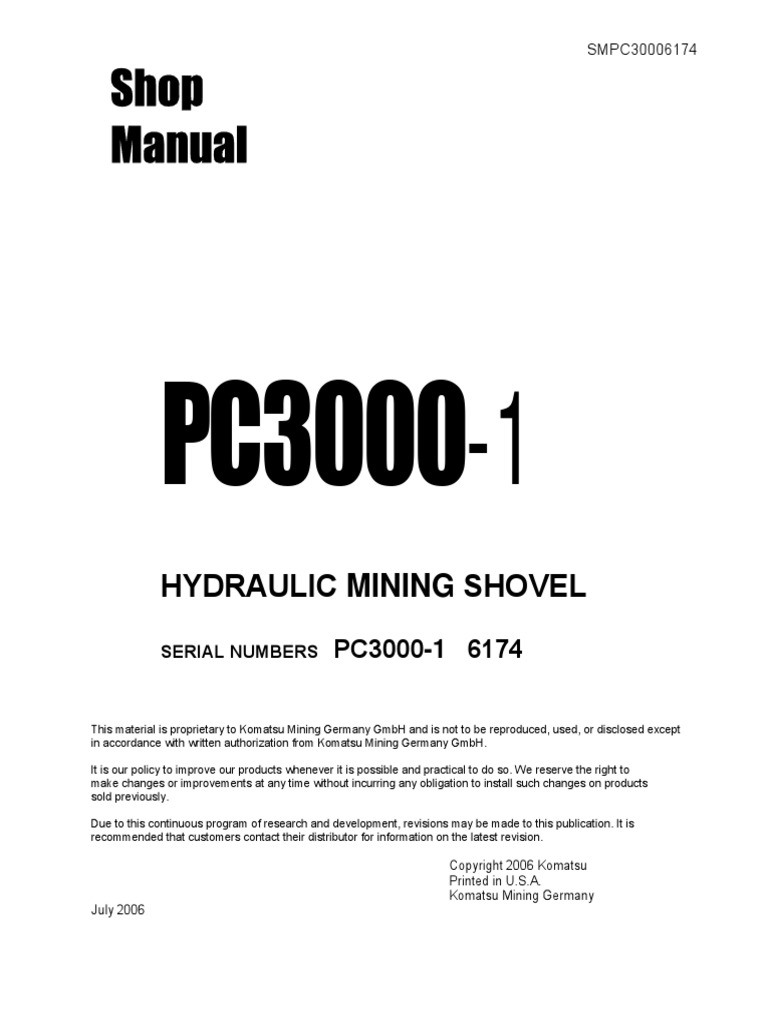 Dokumen - Tips - Komatsu pc3000 1 Hydraulic Mining Shovel Service Repair Manual SN 6174 ...