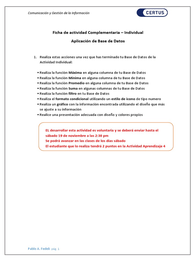 Ficha Actividad Complementaria | PDF