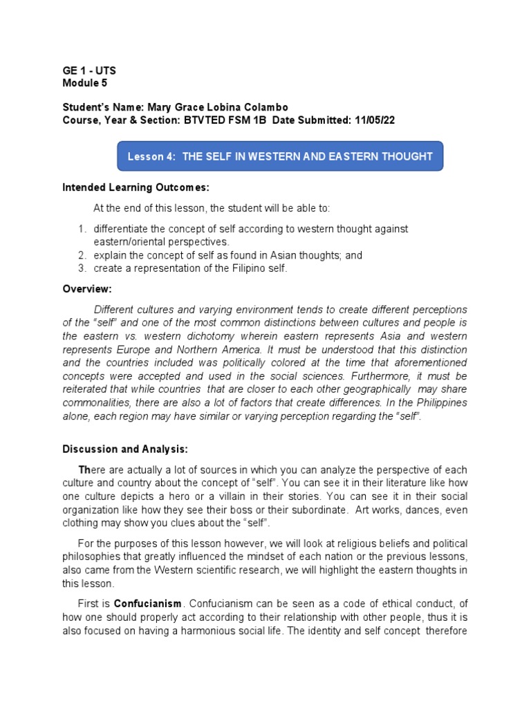 Module 5 - UTS | PDF | Confucianism | Self