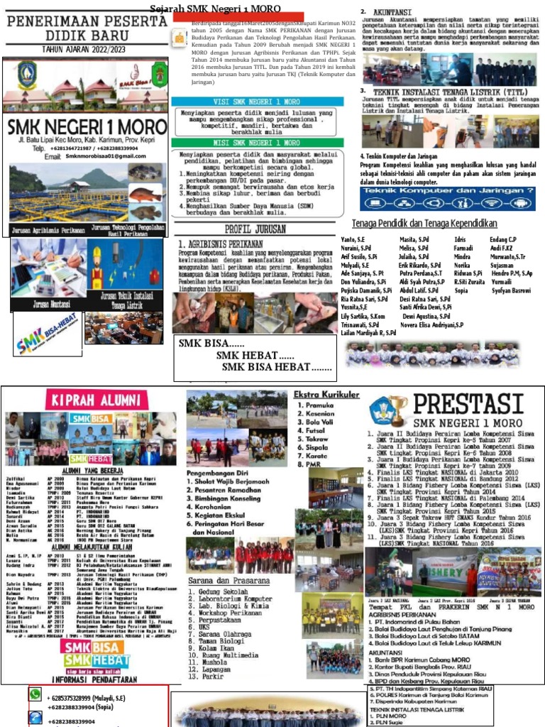 Brosur PPDB SMK N 1 Moro - 2019 | PDF