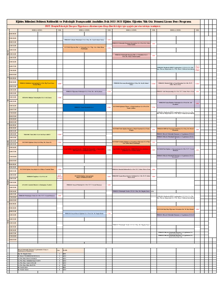 PDR 2022-2023 Guz Donemii Ders Programi | PDF