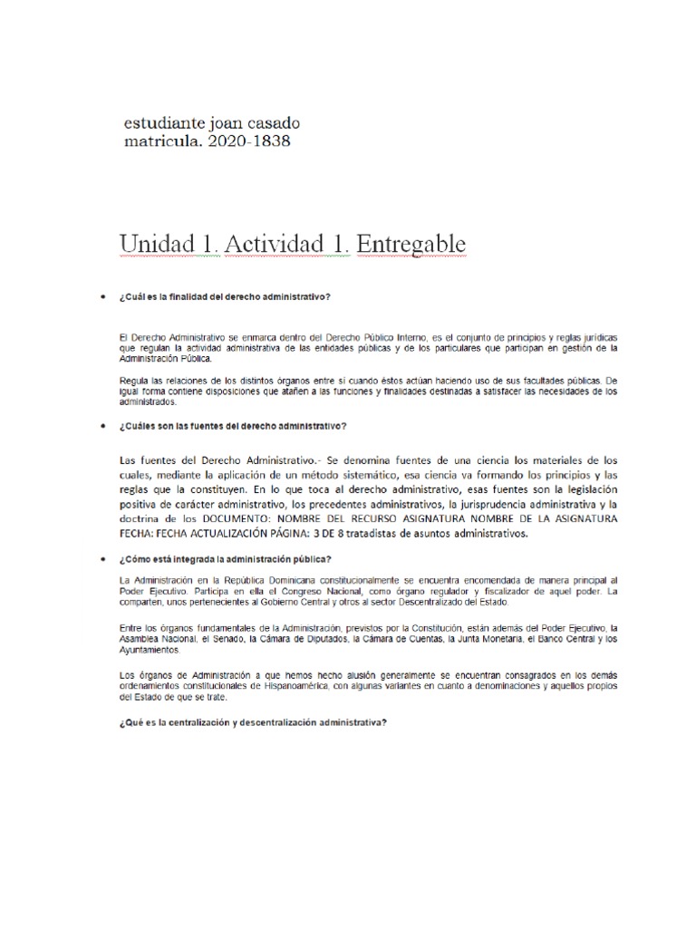 Joan Casado Derecho Administrativo Entregable 01 | PDF