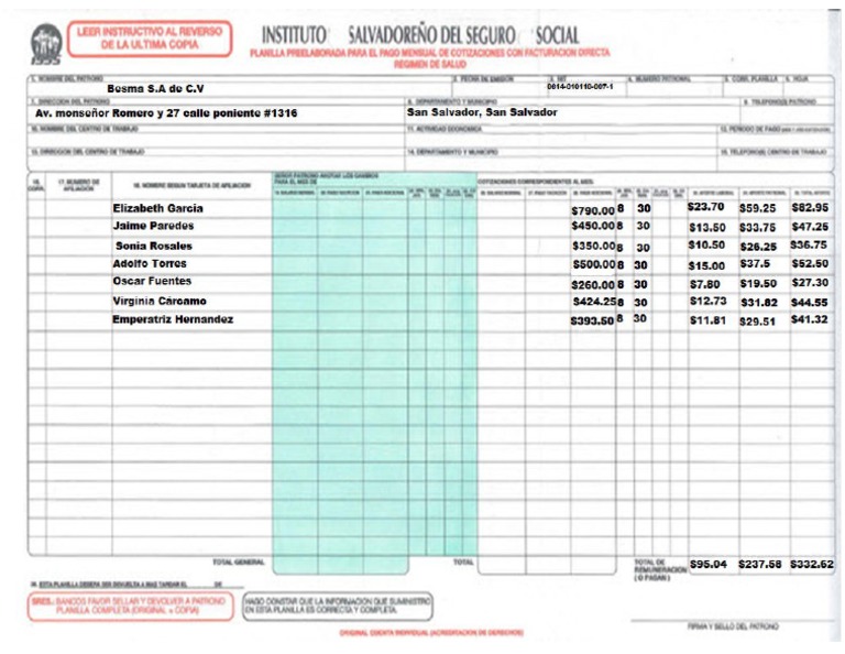 Planilla de Isss Febrero-1 | PDF