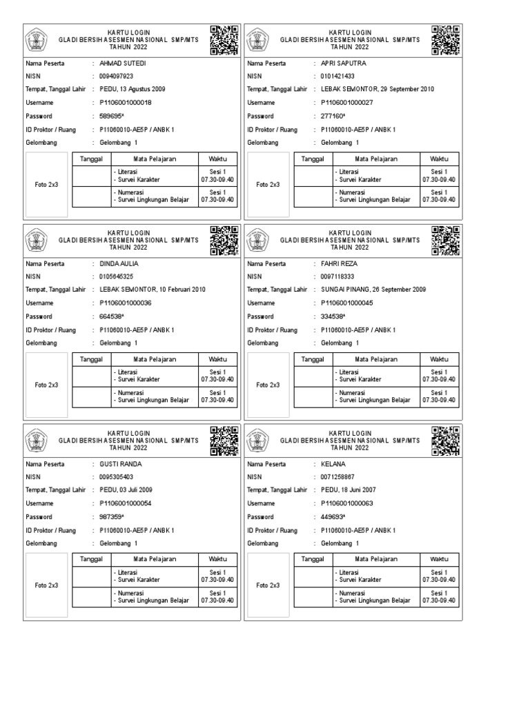 Asesmen Nasional Kartu | PDF