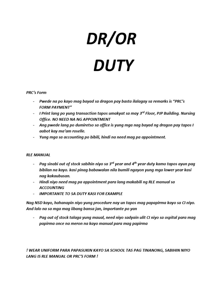 Updated Hospital Duty | PDF