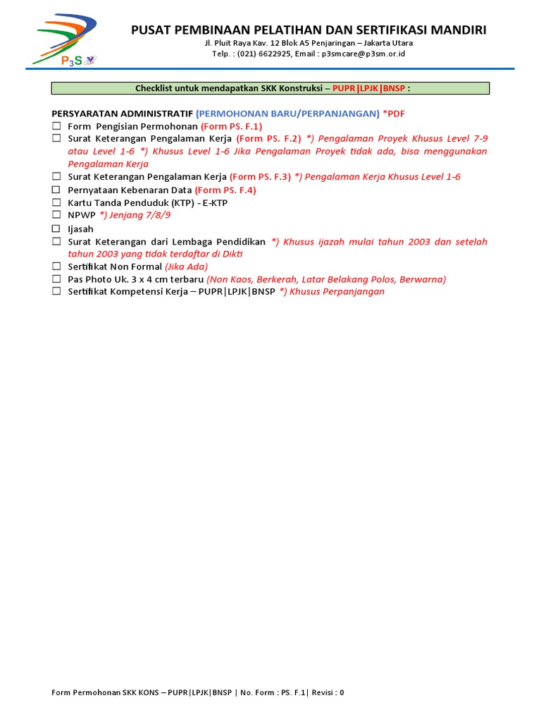 F-SKK Kons - PUPR - LPJK.BNSP - Rev 28 | PDF