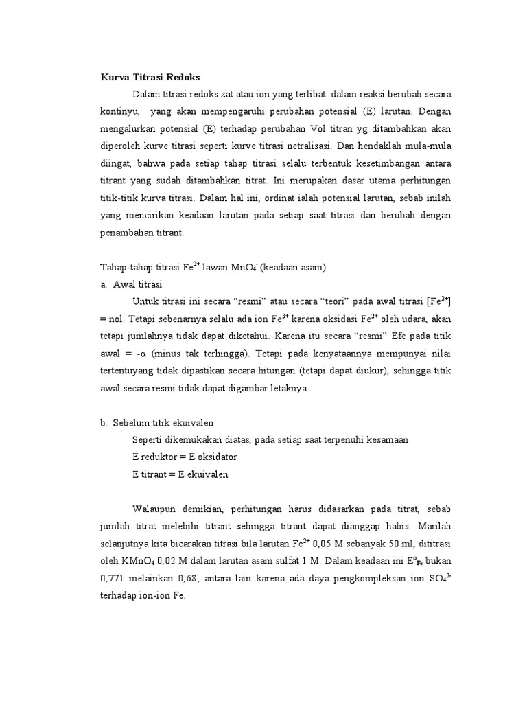 Kurva Titrasi Redoks | PDF