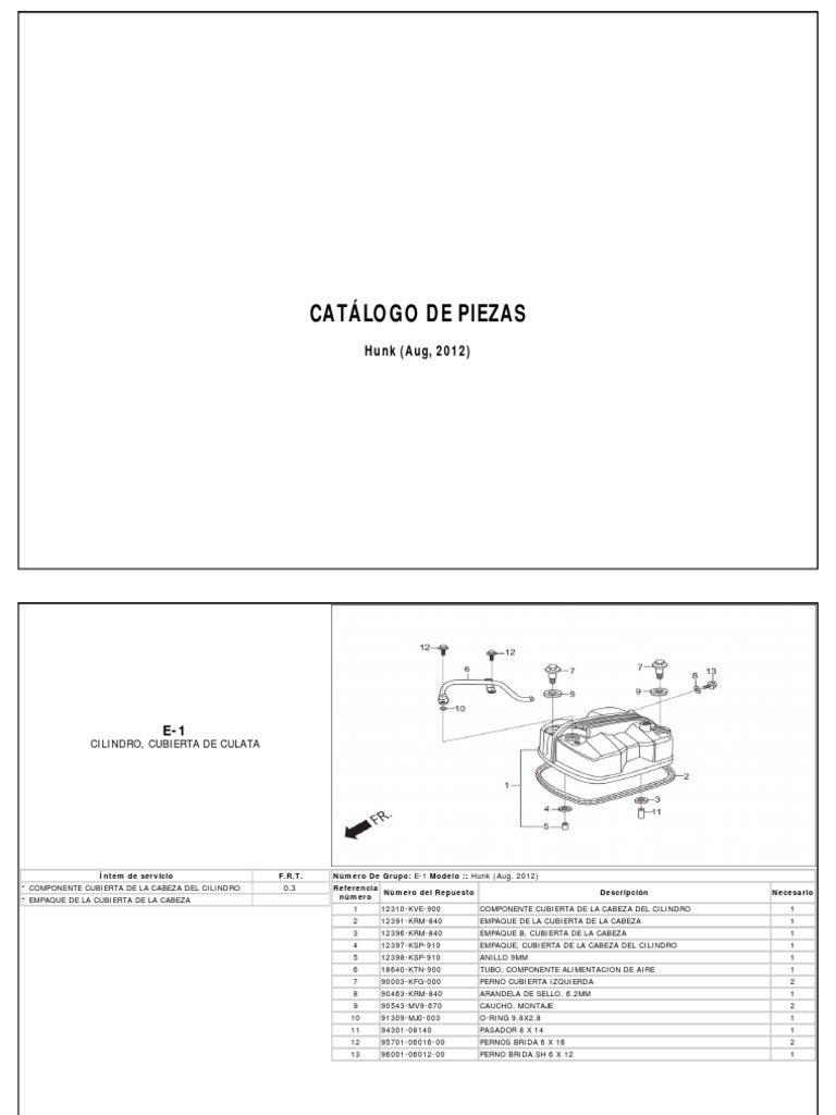 Catalogo De Partes Hero Hunk 150 Pdf Embrague Motor De Combustión