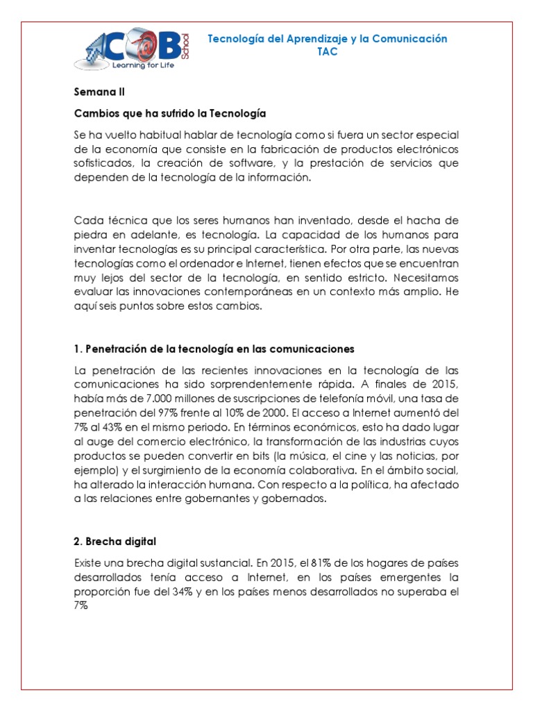 Cambios Que Ha Sufrido La Tecnología | PDF | Internet | Economias