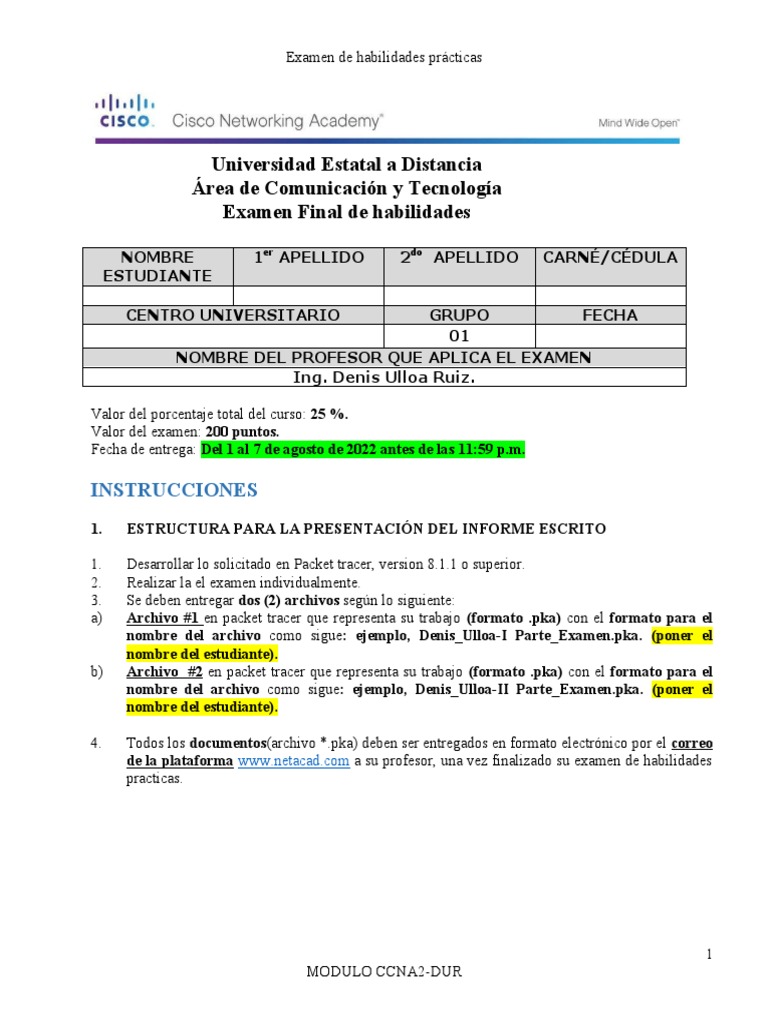 Examen Final de Habilidades CCNA2 - II Cuatri 2022 | PDF | Enrutador ... Examen Final de Habilidades CCNA2 - II Cuatri 2022 | PDF | Enrutador ...