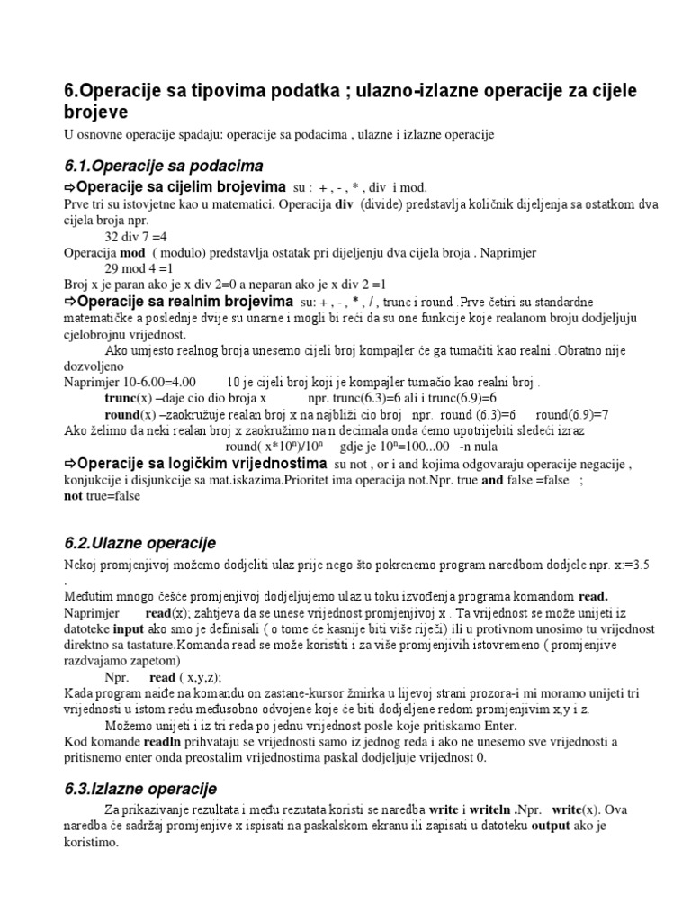 8.operacije Sa Tipovima Podatka | PDF