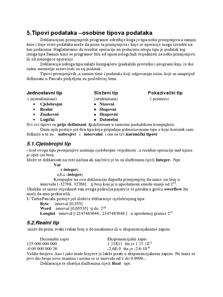7.tipovi Podataka (Osobine Tipova) | PDF