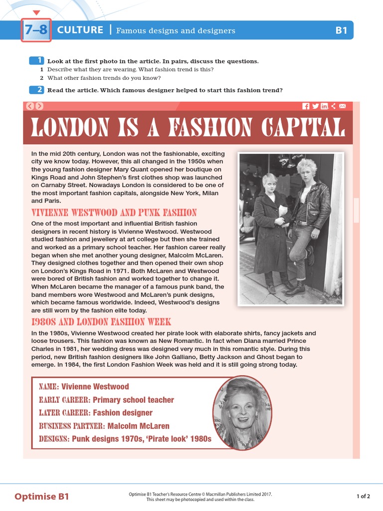 OPT B1 Culture Units7-8 Worksheet | PDF | Fashion | Aesthetics