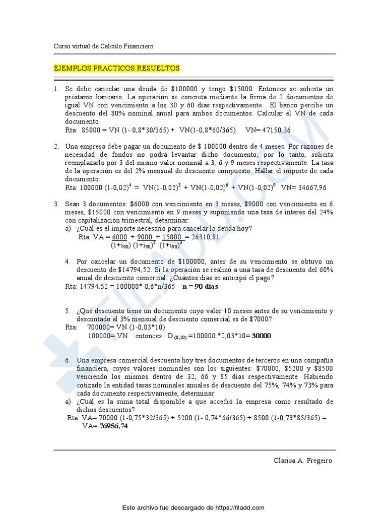 Ejercicio Practicos III Calculo Financiero | PDF | Bancario | Economias