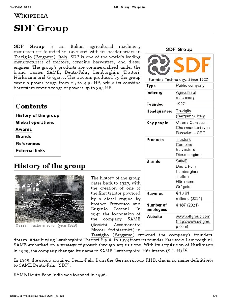 SDF Group - Wikipedia | PDF | Agricultural Machinery | Heavy Equipment