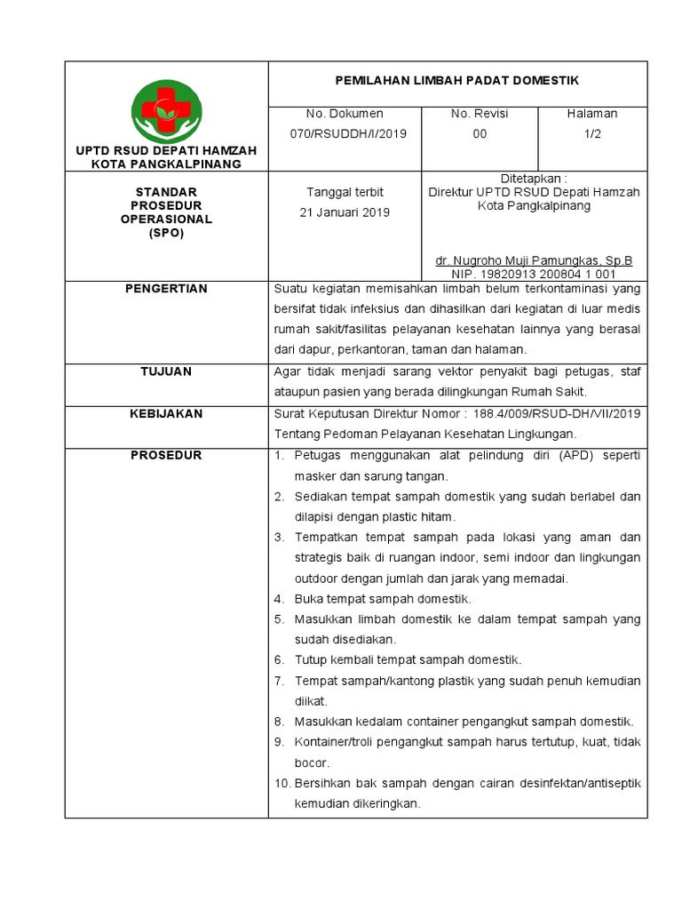Spo PEMILAHAN LIMBAH PADAT DOMESTIK NEW | PDF
