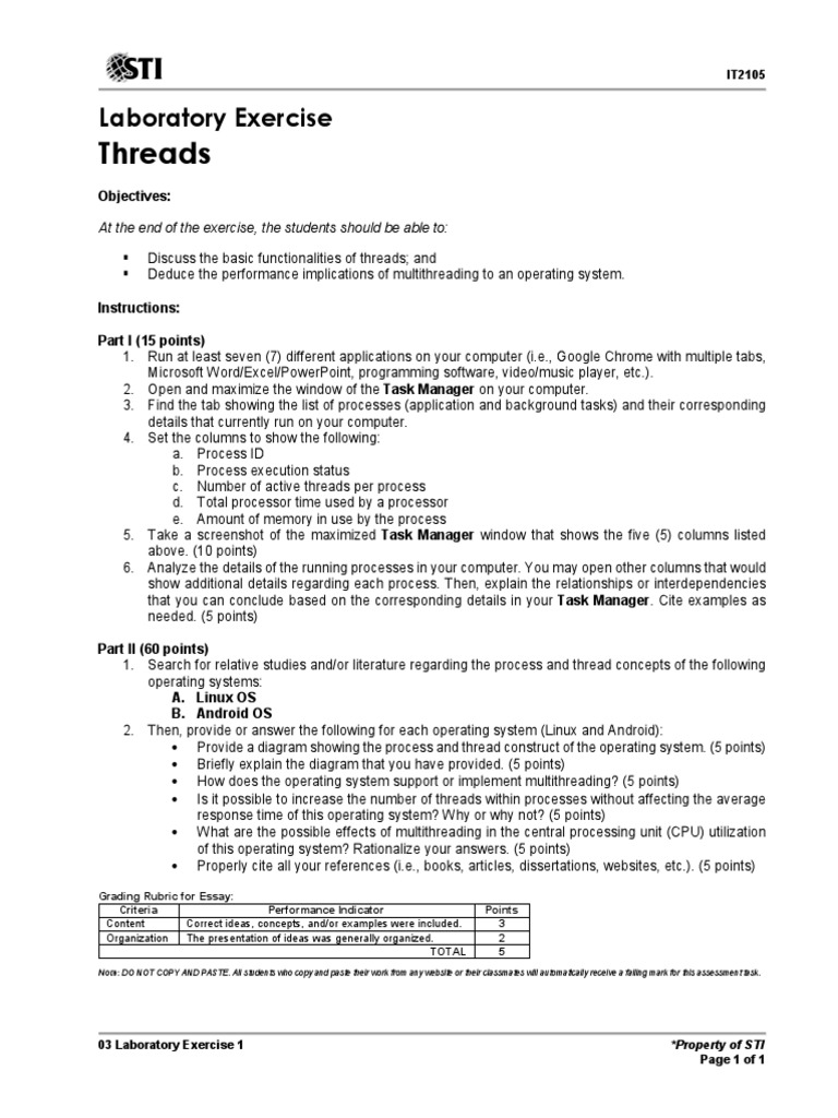 03 Laboratory Exercise 13 | Download Free PDF | Process (Computing) | Thread (Computing)
