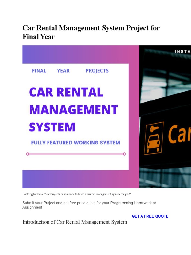 Car Rental Management System Overview | PDF | Employment | Car Rental
