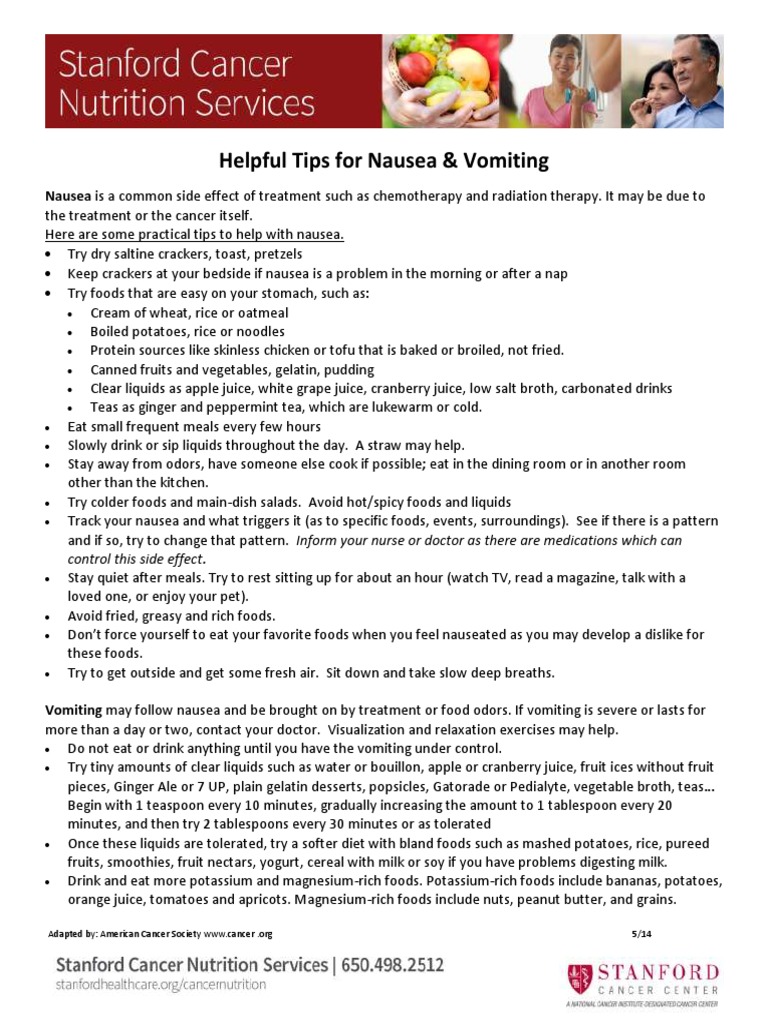 Tips for Managing Nausea and Vomiting from Cancer Treatment | PDF ...