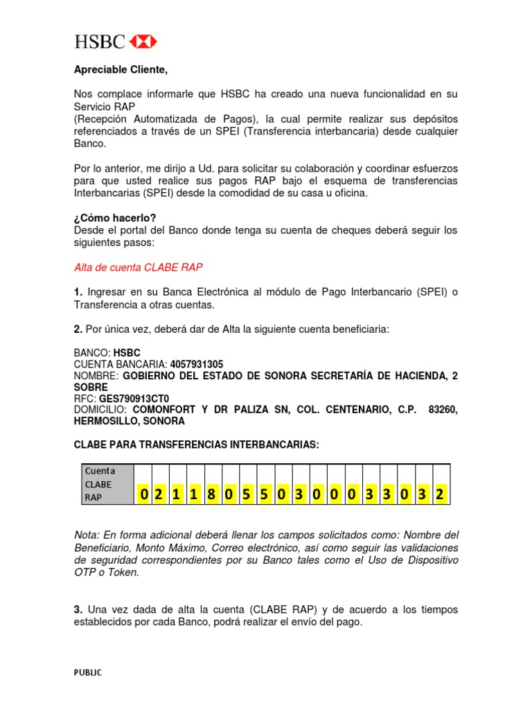 Manual para Pago Con Rap Interbancario HSBC 2 Isrtp | PDF | Bancos | Informática