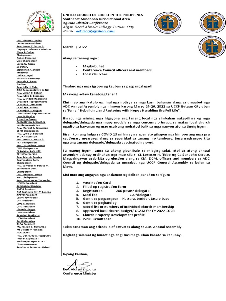 Sulat For Annual Assembly | PDF