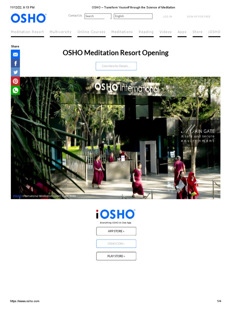 OSHO - Transform Yourself Through The Science of Meditation | PDF ...